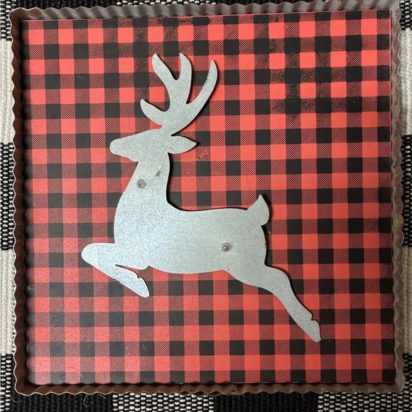 Holiday | Buffalo Plaid Red And Black Galvanized Metal Sign | Poshmark